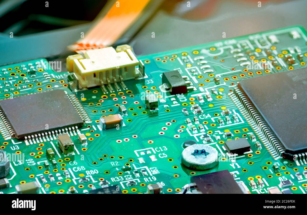 Electronic circuit board. Mainboard of computer. Computer integrated ...