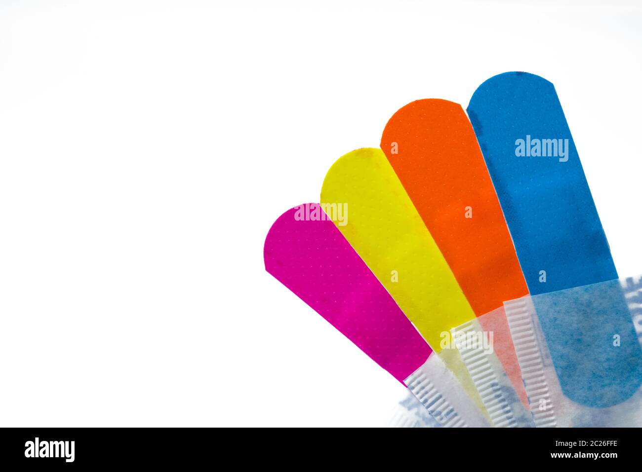 Macro shot detail of first aid dressing (Plaster) with non-stick pad ...