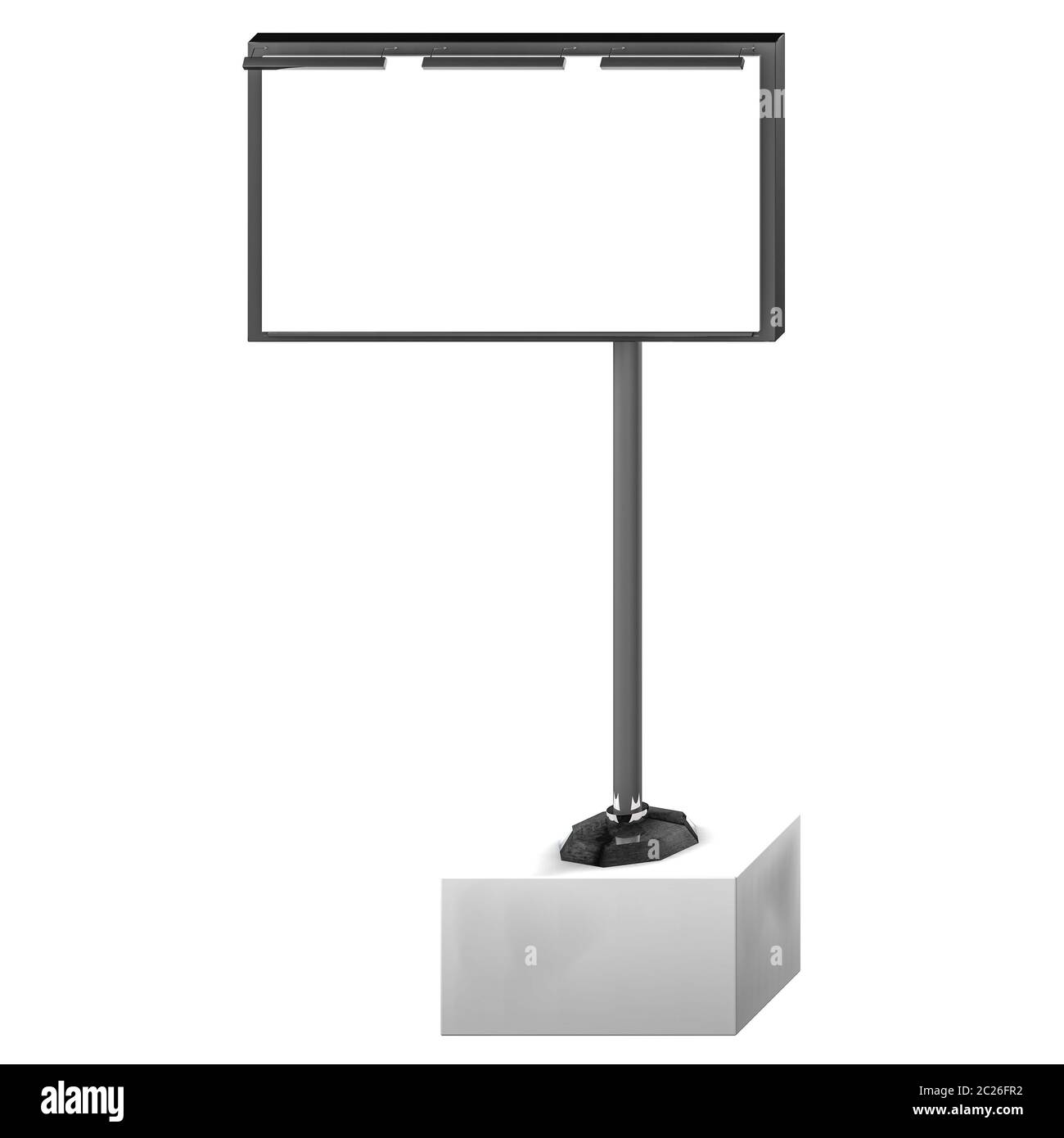 pure advertising banner on a column with a backlight. mockup on a white ...