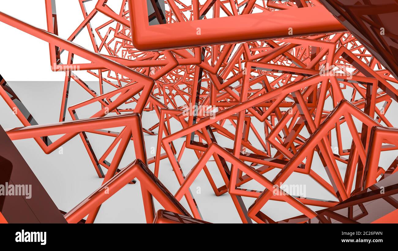 Abstract background of three-dimensional orange shapes. 3d render Stock ...