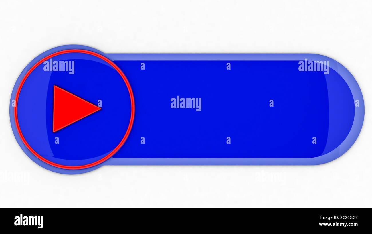 Blue glossy button on white background. illustration. 3d rendering ...