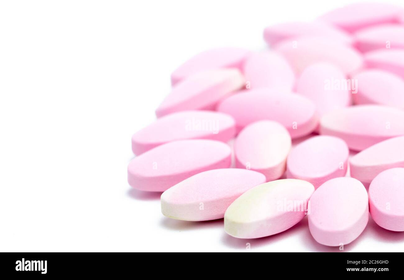 Expired calcium tablet pills with color change isolated on white ...