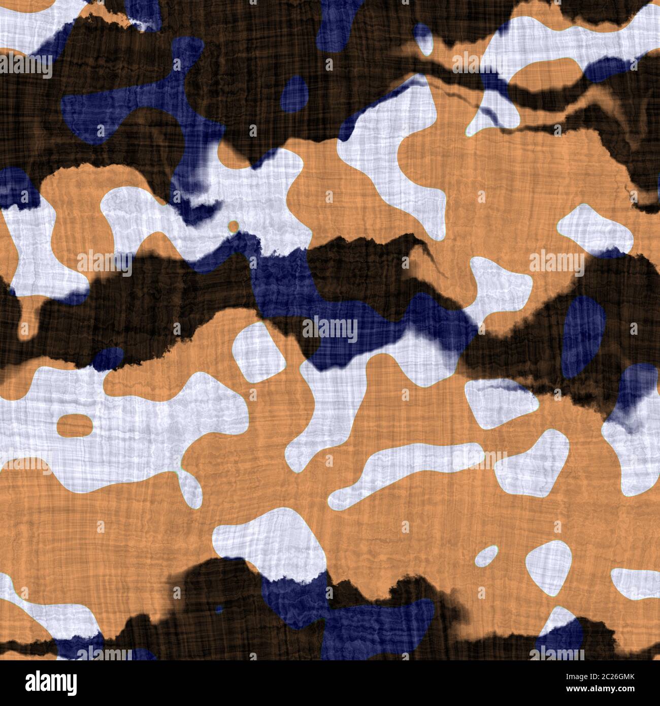 Seamless indigo dyed bandana texture. Blue orange stain woven cotton ...