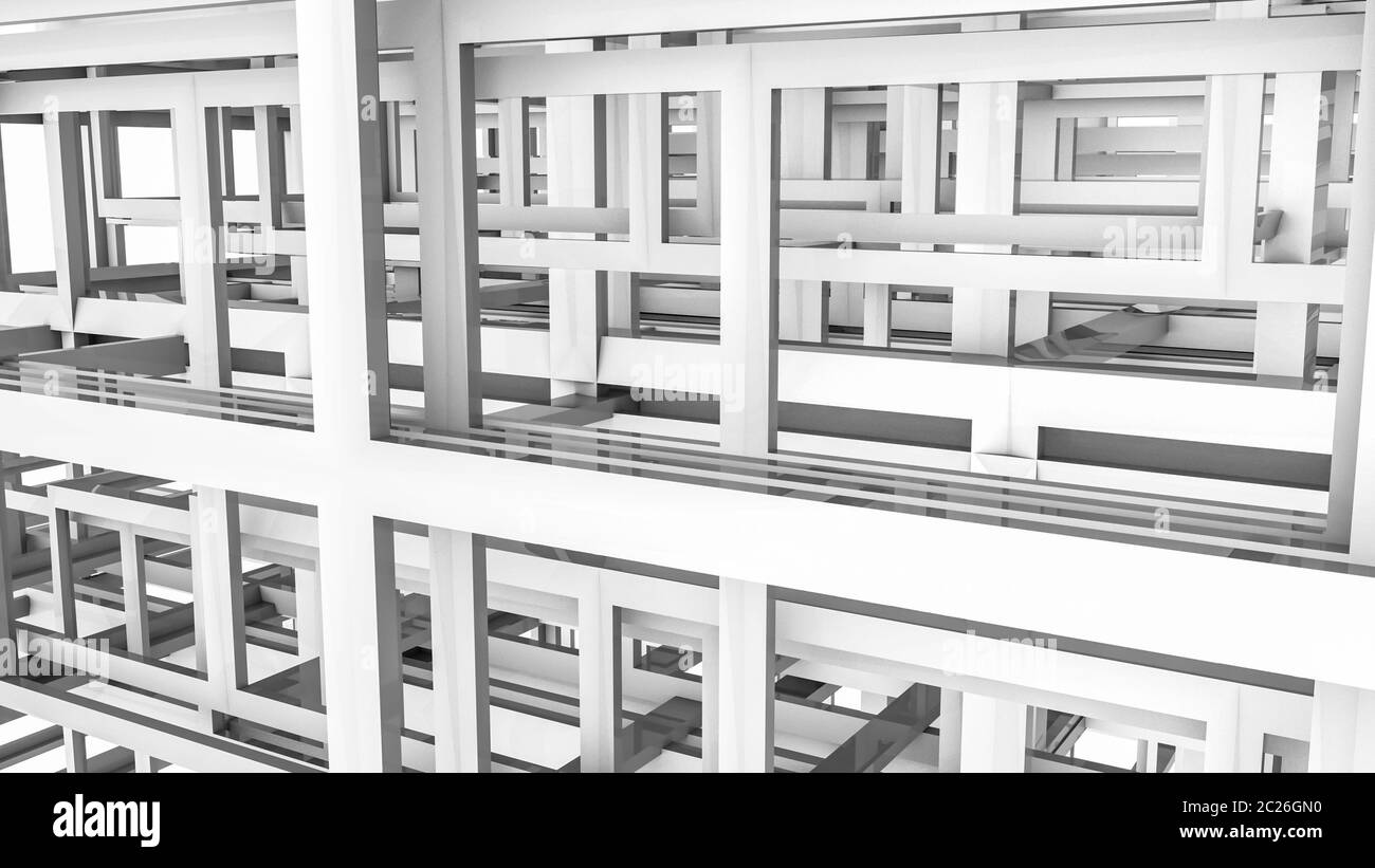 Abstract of three-dimensional rectangular lines. 3d render Stock Photo ...