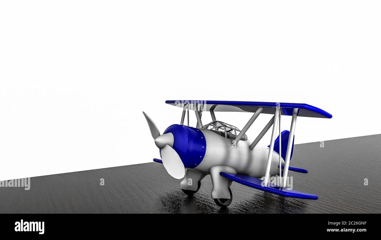 airplane on a white background. plastic biplane. 3D rendering Stock ...