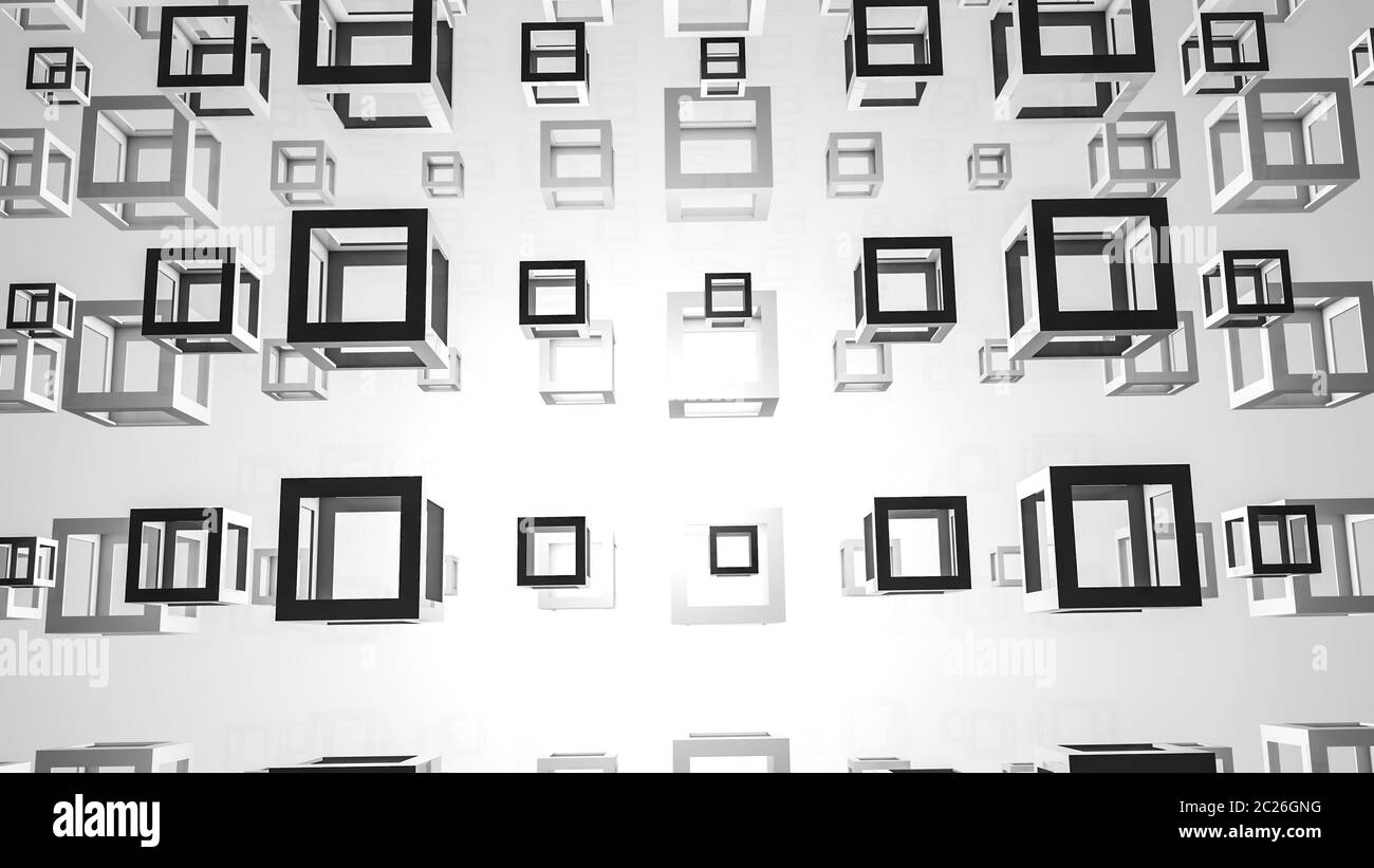 gray hollow cubes. Three-dimensional illustration. 3d render Stock ...