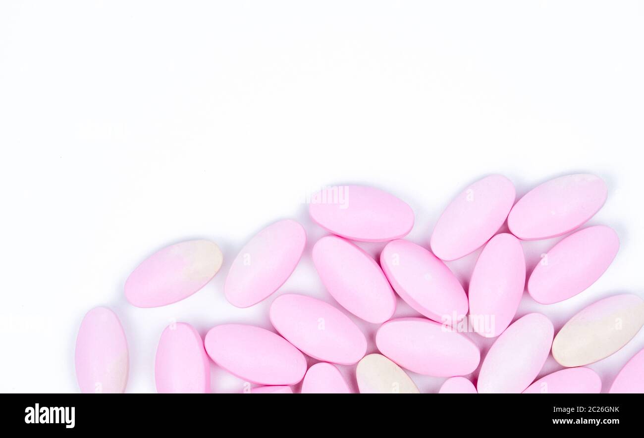 Expired calcium tablet pills with color change isolated on white ...