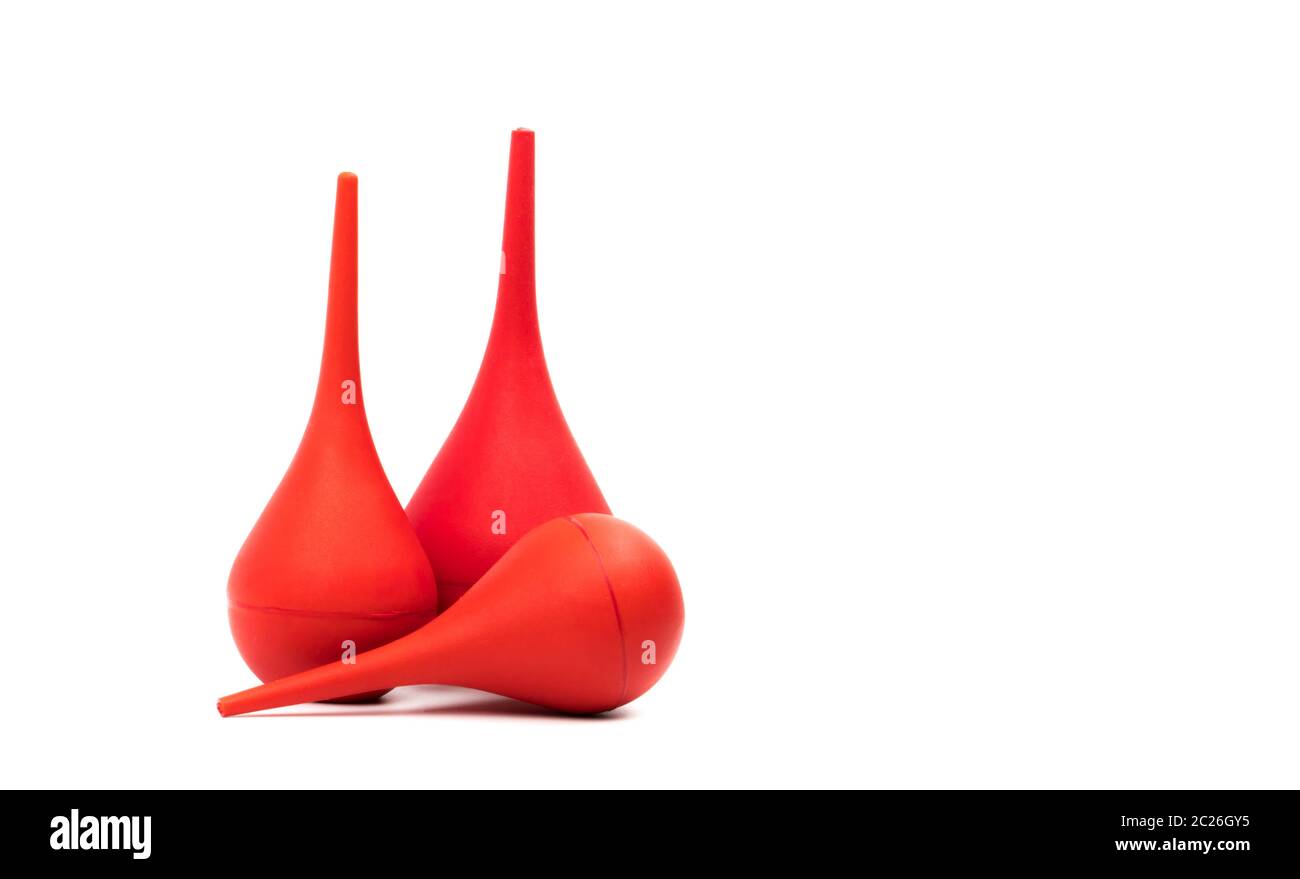 Small, medium and big size of red syringe ball isolated on white ...