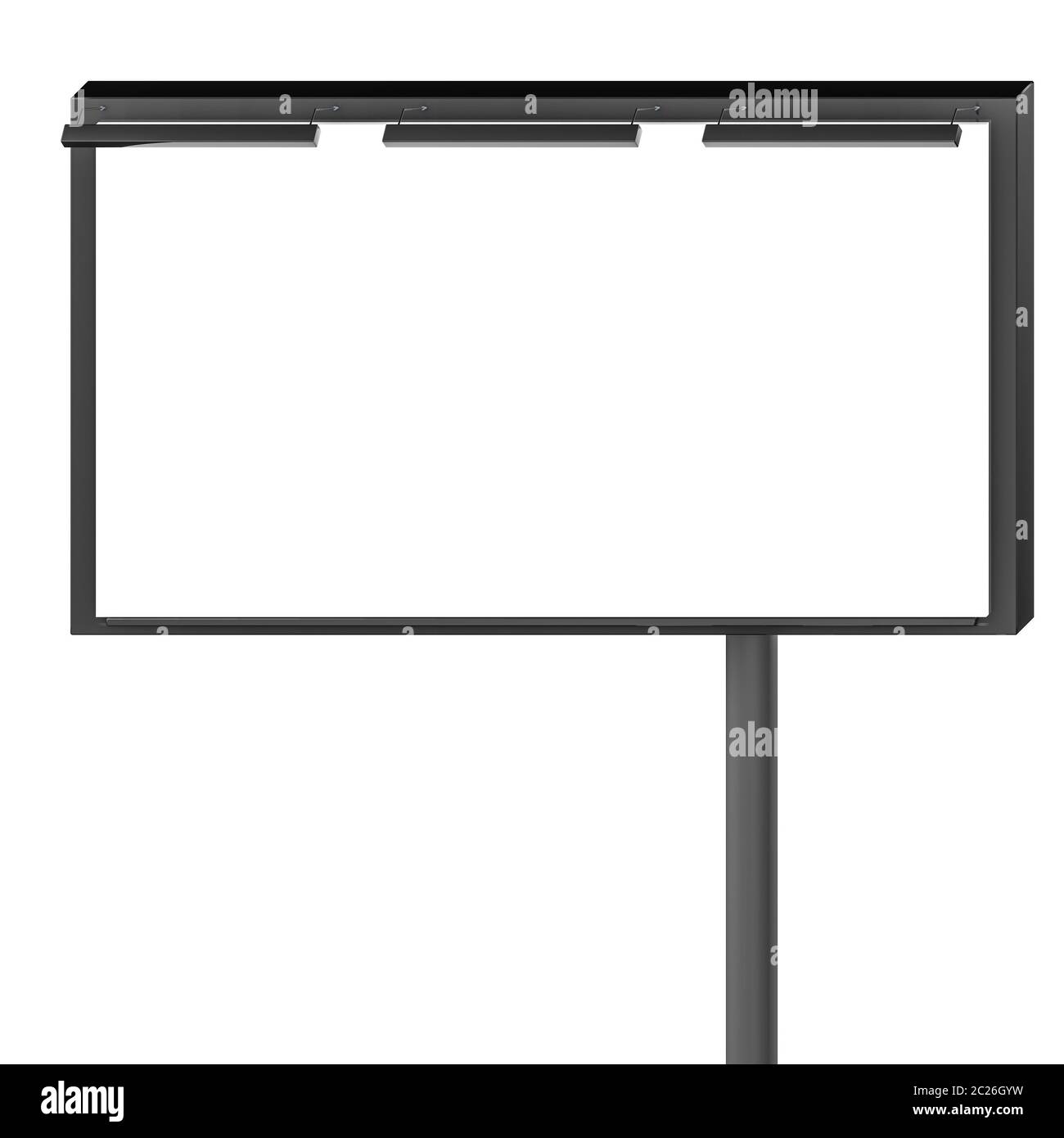 pure advertising banner on a column with a backlight. mockup on a white ...