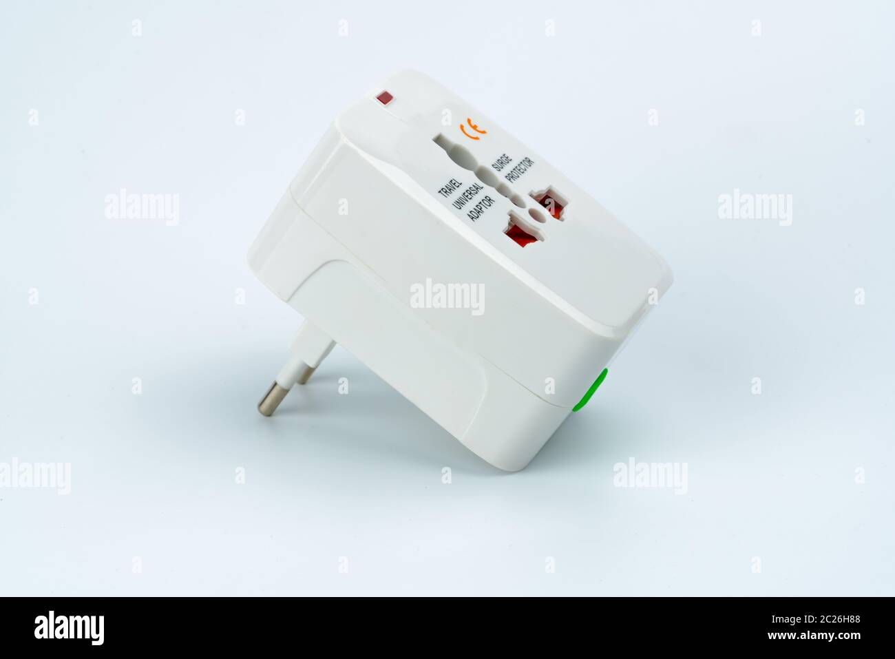 Universal plug adapters for travel around the world isolated on white ...