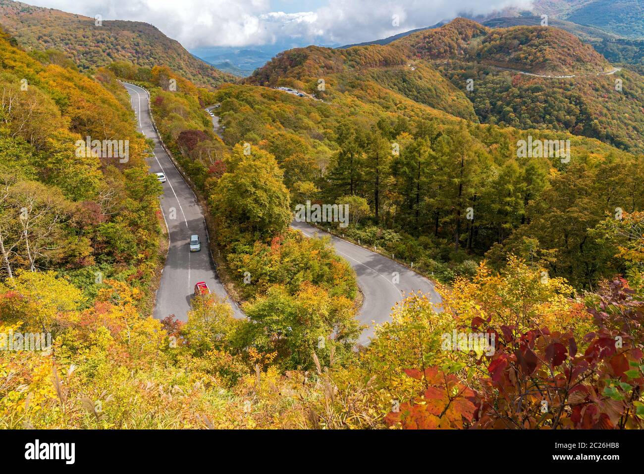 Autumn fall foliage Mountain at Bandai Azuma Skyline at Mt.Bandai in ...