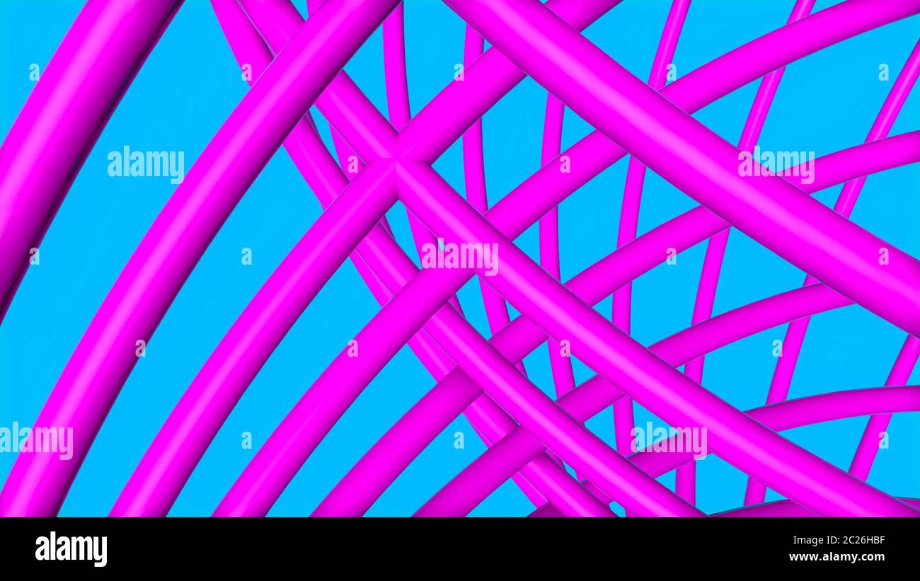 purple three-dimensional rings on a turquoise. 3d render illustration ...