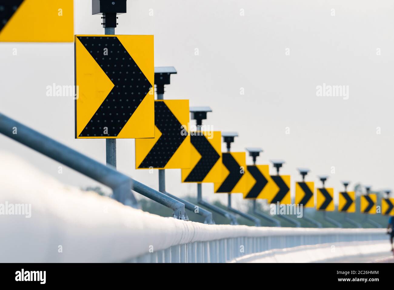 Traffic sign with solar cell panel power on white sky background ...