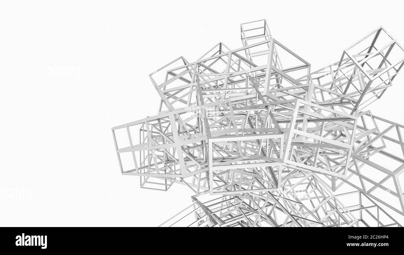 Abstract of three-dimensional rectangular lines. 3d render Stock Photo ...