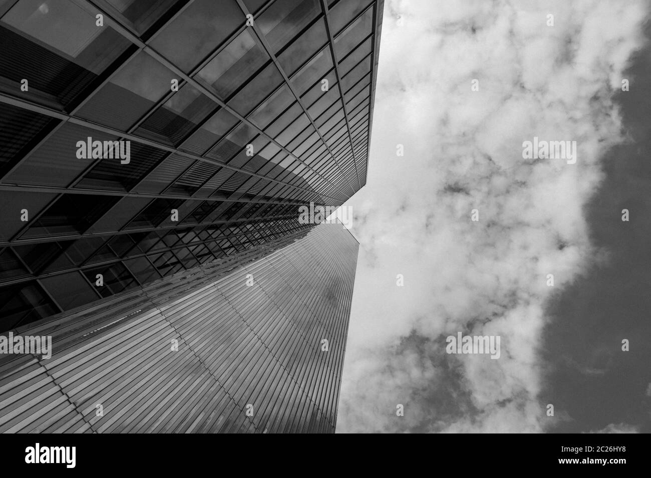 Black and white tone, Low angle view of mixture material exterior ...