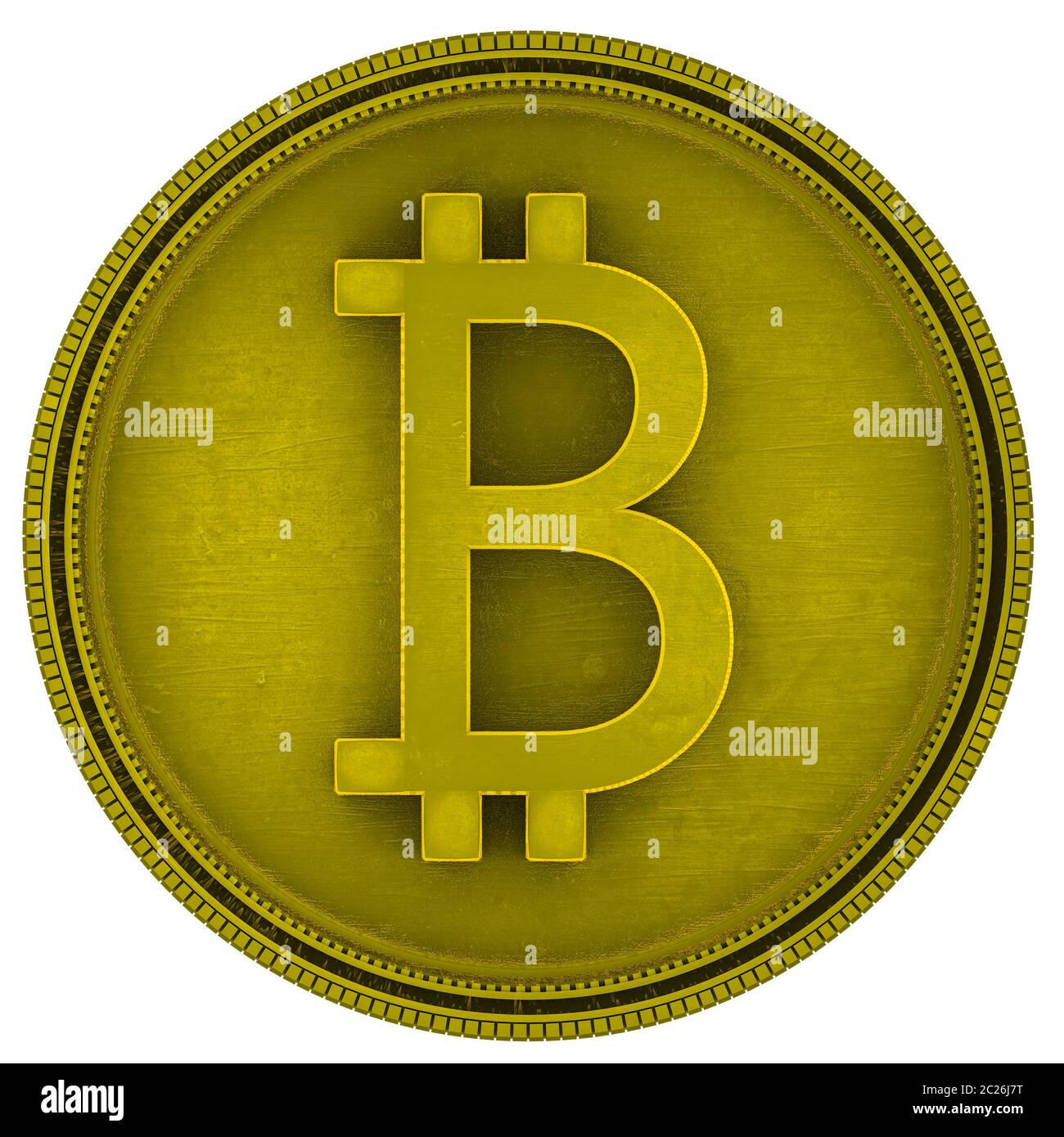 gold coin with the symbol of bitcoin. 3D rendering Stock Photo - Alamy