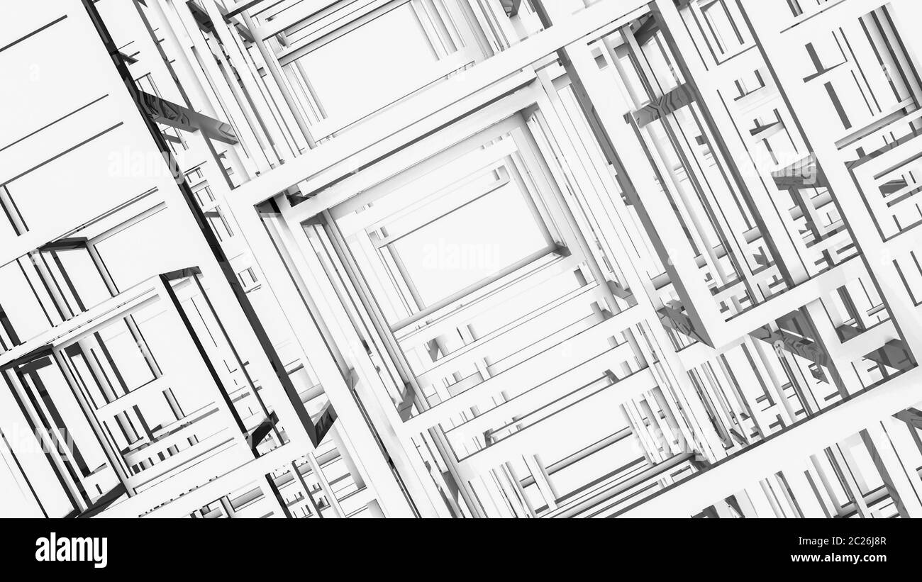 Abstract of three-dimensional rectangular lines. 3d render Stock Photo ...