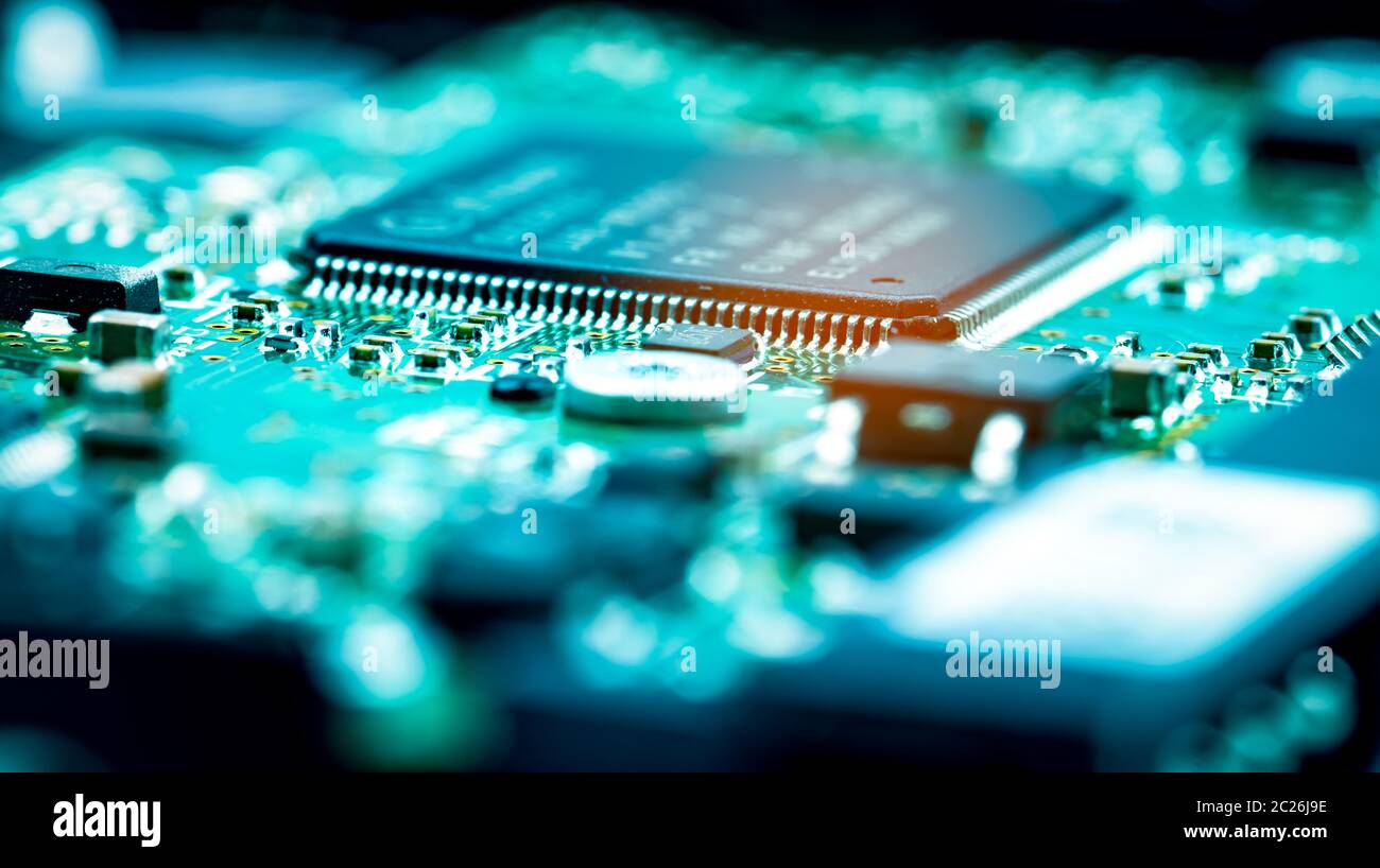 Electronic circuit board. Mainboard of computer. Computer integrated ...