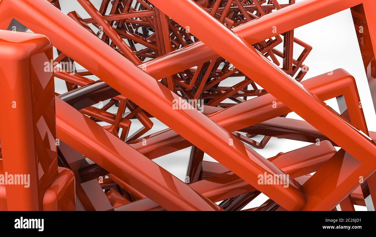 Abstract background of three-dimensional orange shapes. 3d render Stock ...