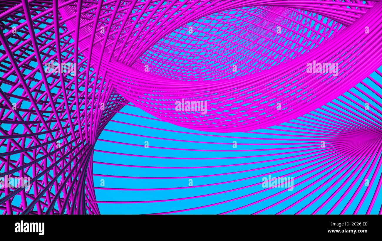purple three-dimensional rings on a turquoise. 3d render illustration ...