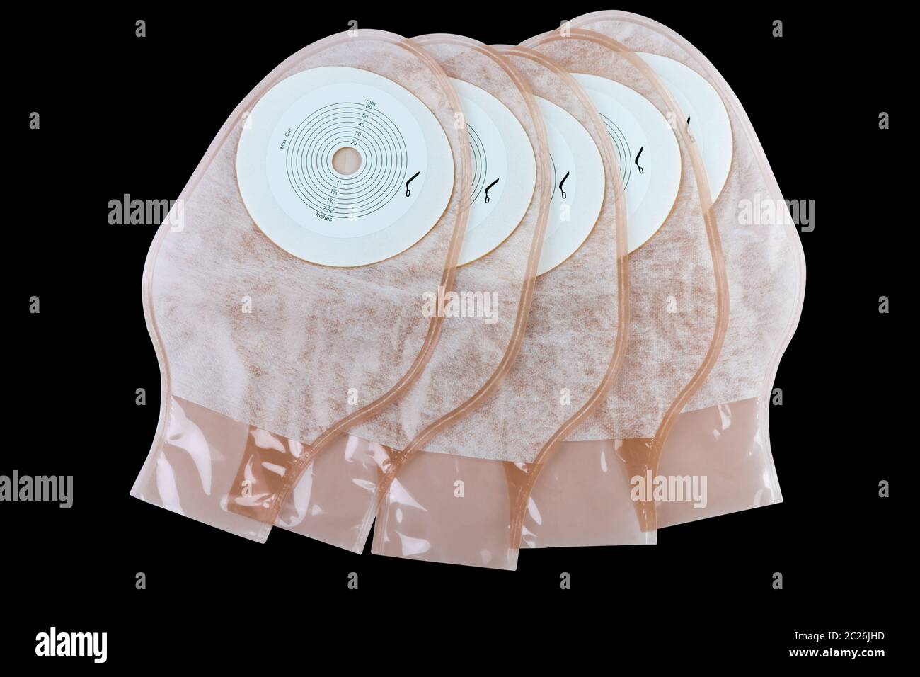 One piece drainable ileostomy or colostomy pouch products isolated on ...