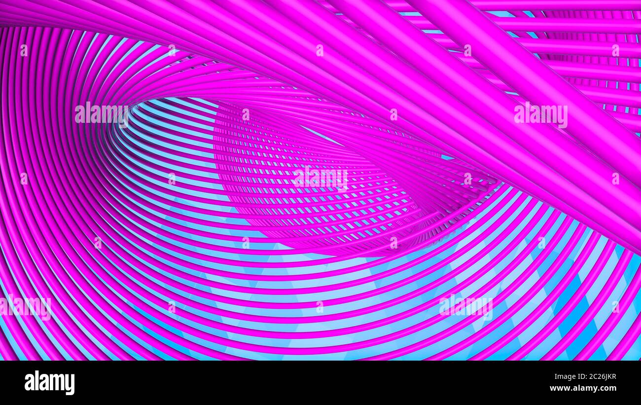 purple three-dimensional rings on a turquoise. 3d render illustration ...