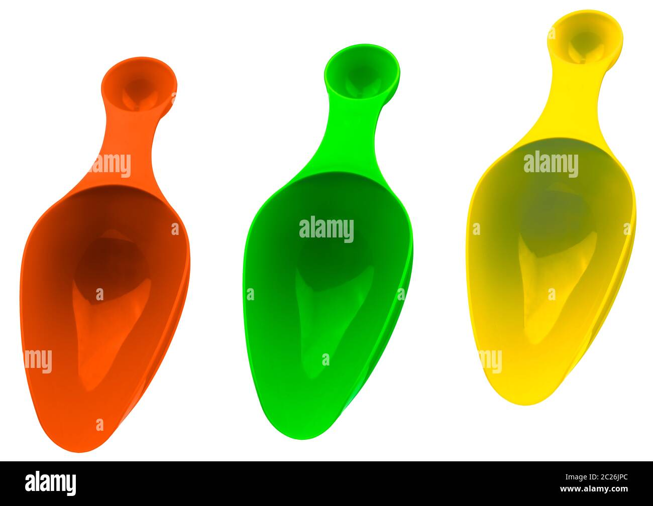 Set of colorful plastic measuring spoon isolated on white background ...