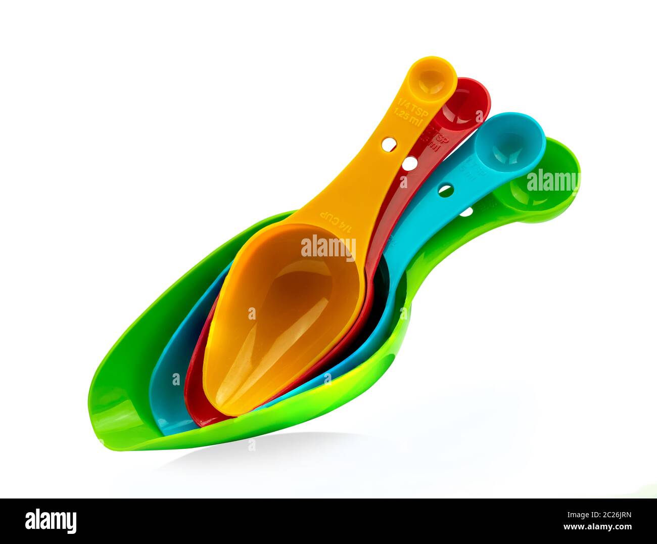 Set of colorful plastic measuring spoon isolated on white background ...