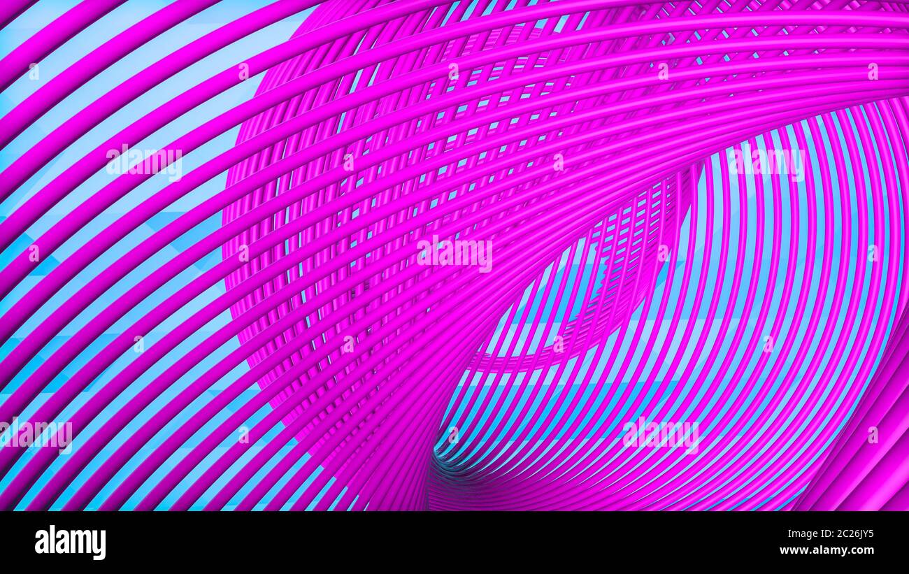 purple three-dimensional rings on a turquoise. 3d render illustration ...