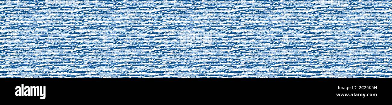 Flowing Wave Water Texture Seamless Vector Border Pattern. Blue Hand ...