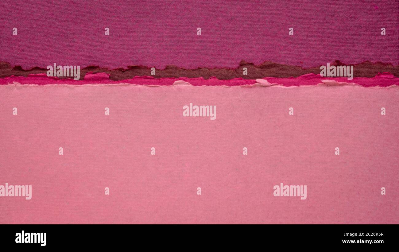 abstract landscape in pink and purple created with handmade Indian rag ...