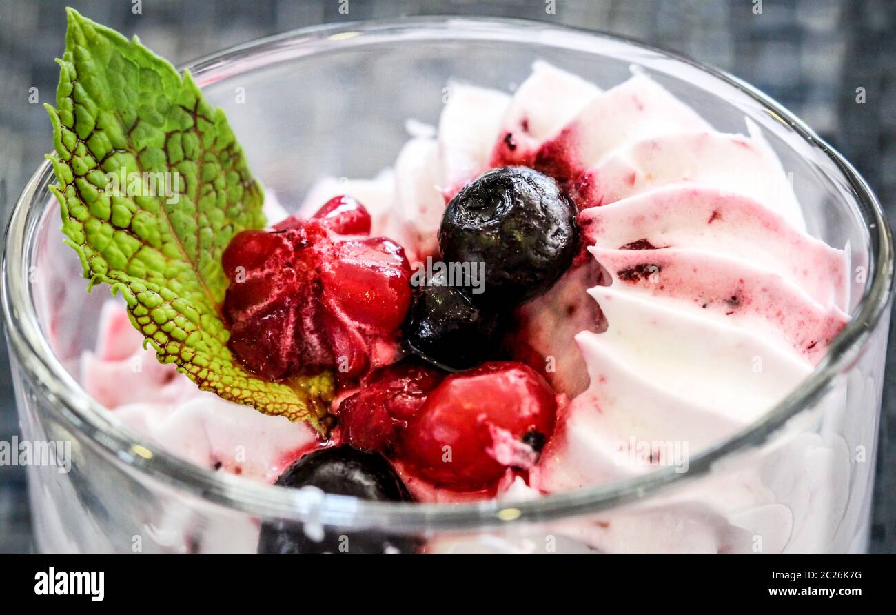 Creamy milk tender dessert in a glass Stock Photo - Alamy