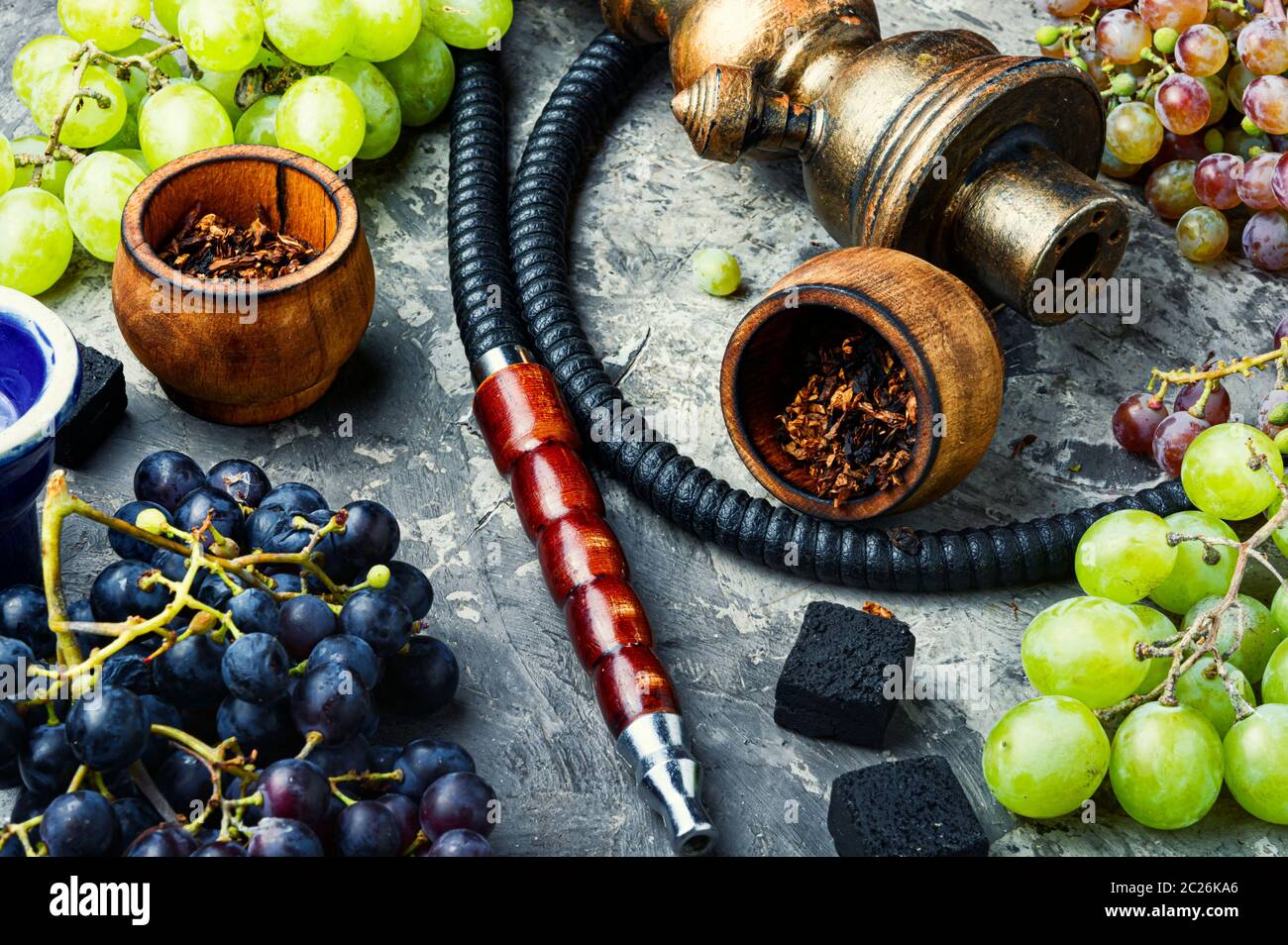 Tobacco shisha with grapes flavor.Nargile with grapes.Turkish fruit ...