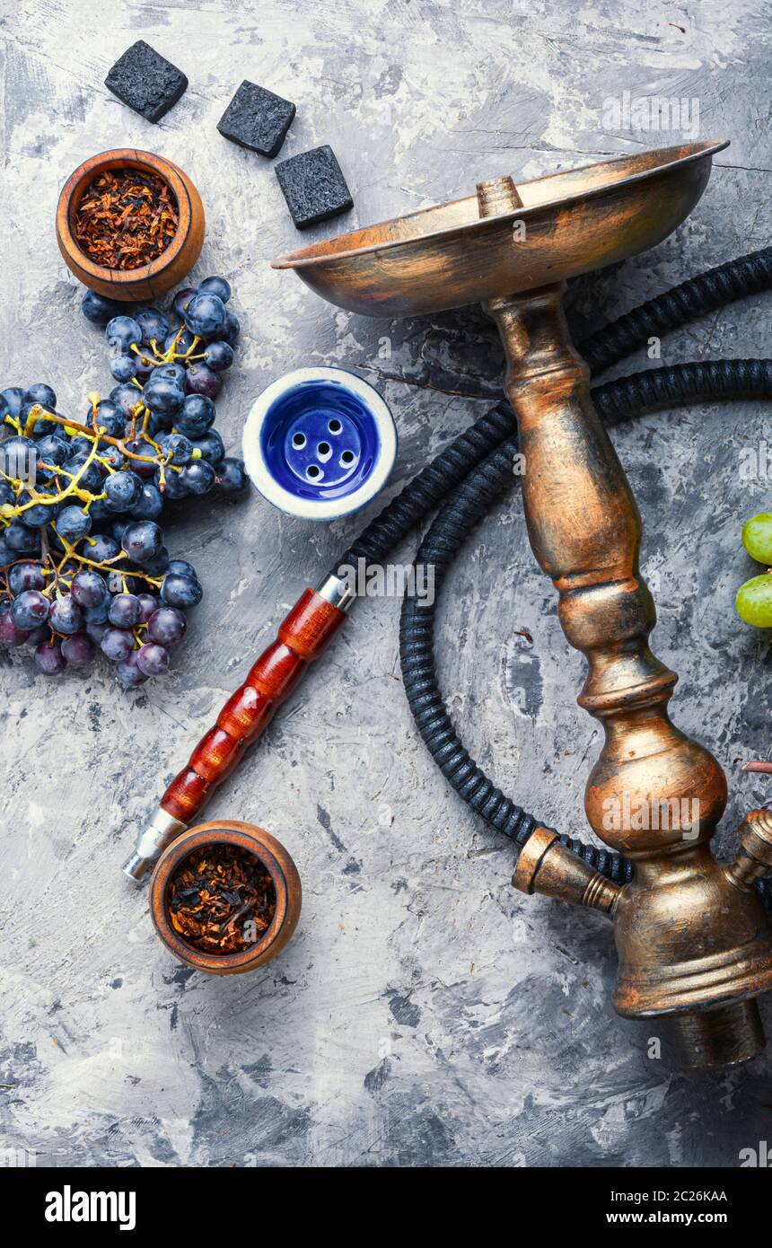Tobacco shisha with grapes flavor.Nargile with grapes.Turkish fruit ...