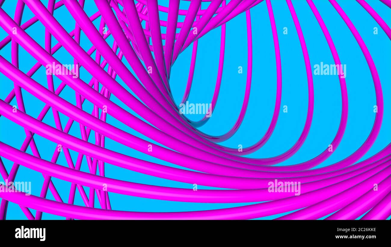 purple three-dimensional rings on a turquoise. 3d render illustration ...