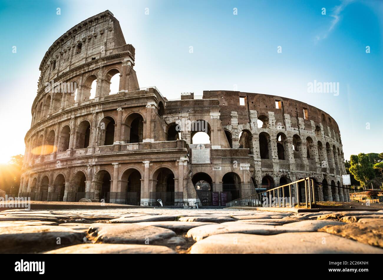 Colosseum Exterior At Sunrise In Rome, Italy Stock Photo - Alamy