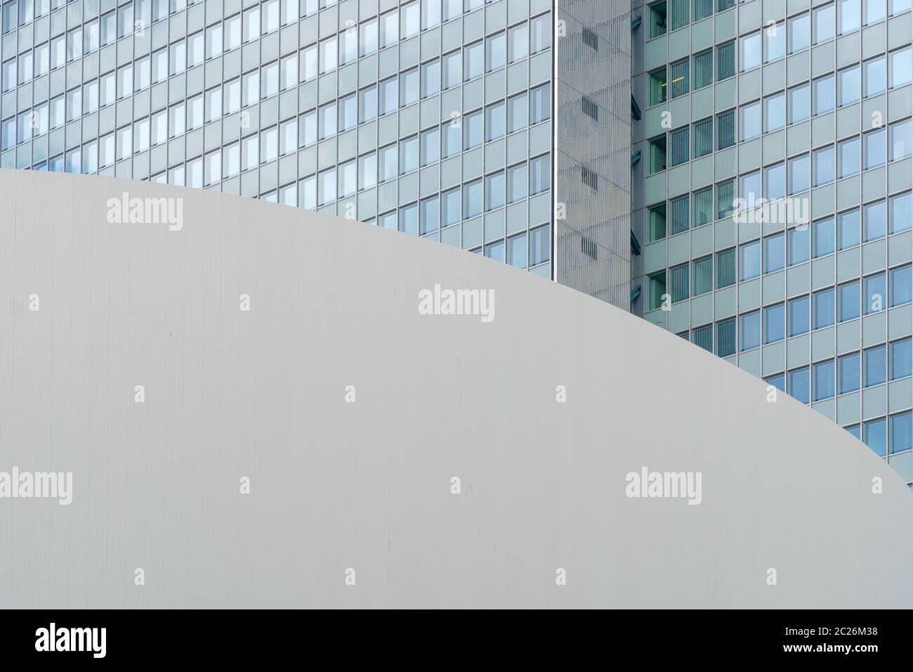 lose up detail of modern glass facade with rectangular windows frame ...