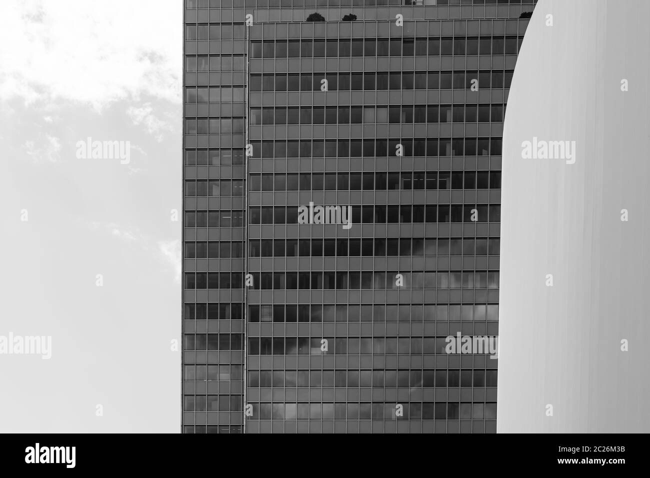 Black and white tone, Close up detail of modern glass facade with ...