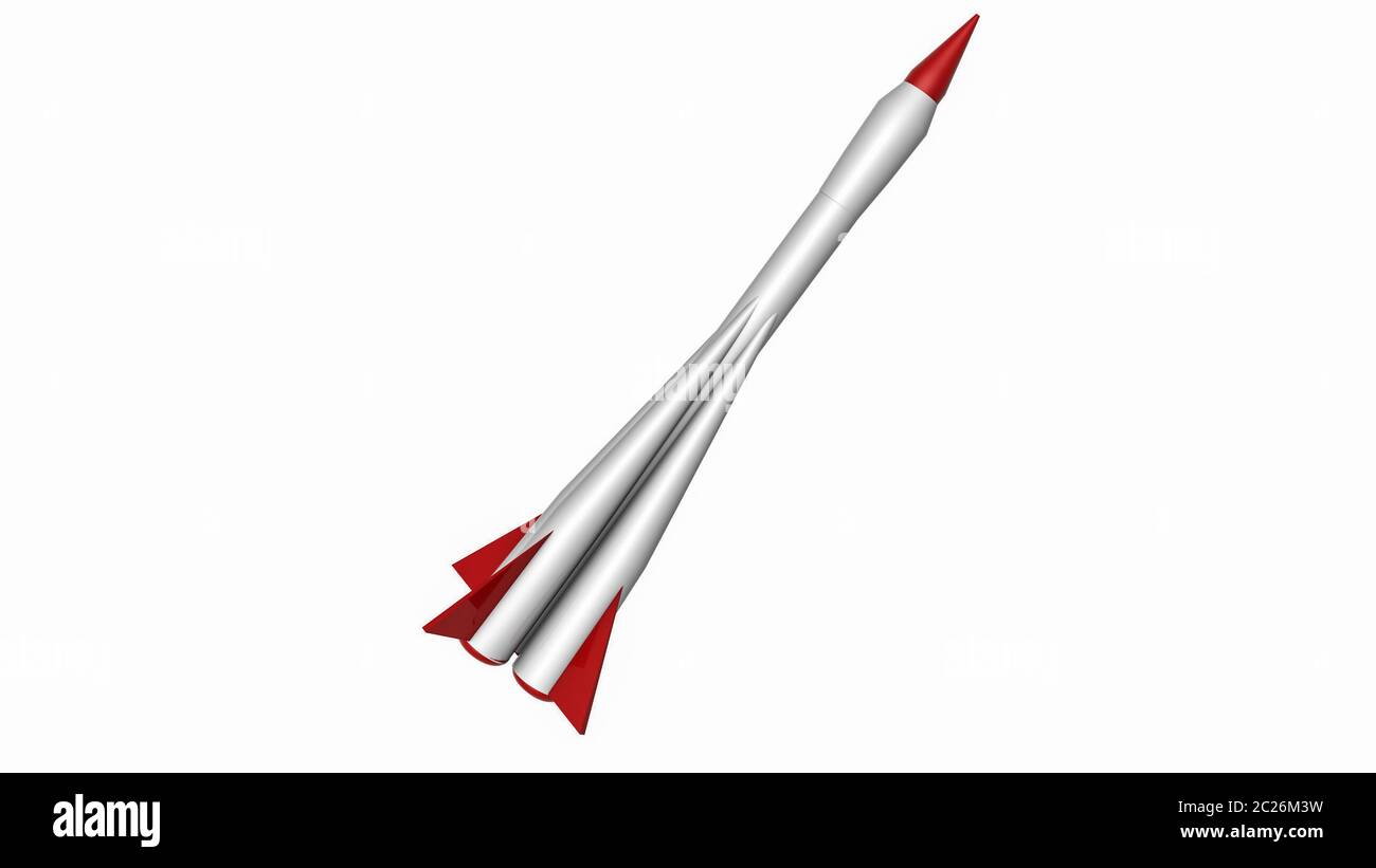 plastic rocket model on white. 3D rendering Stock Photo - Alamy