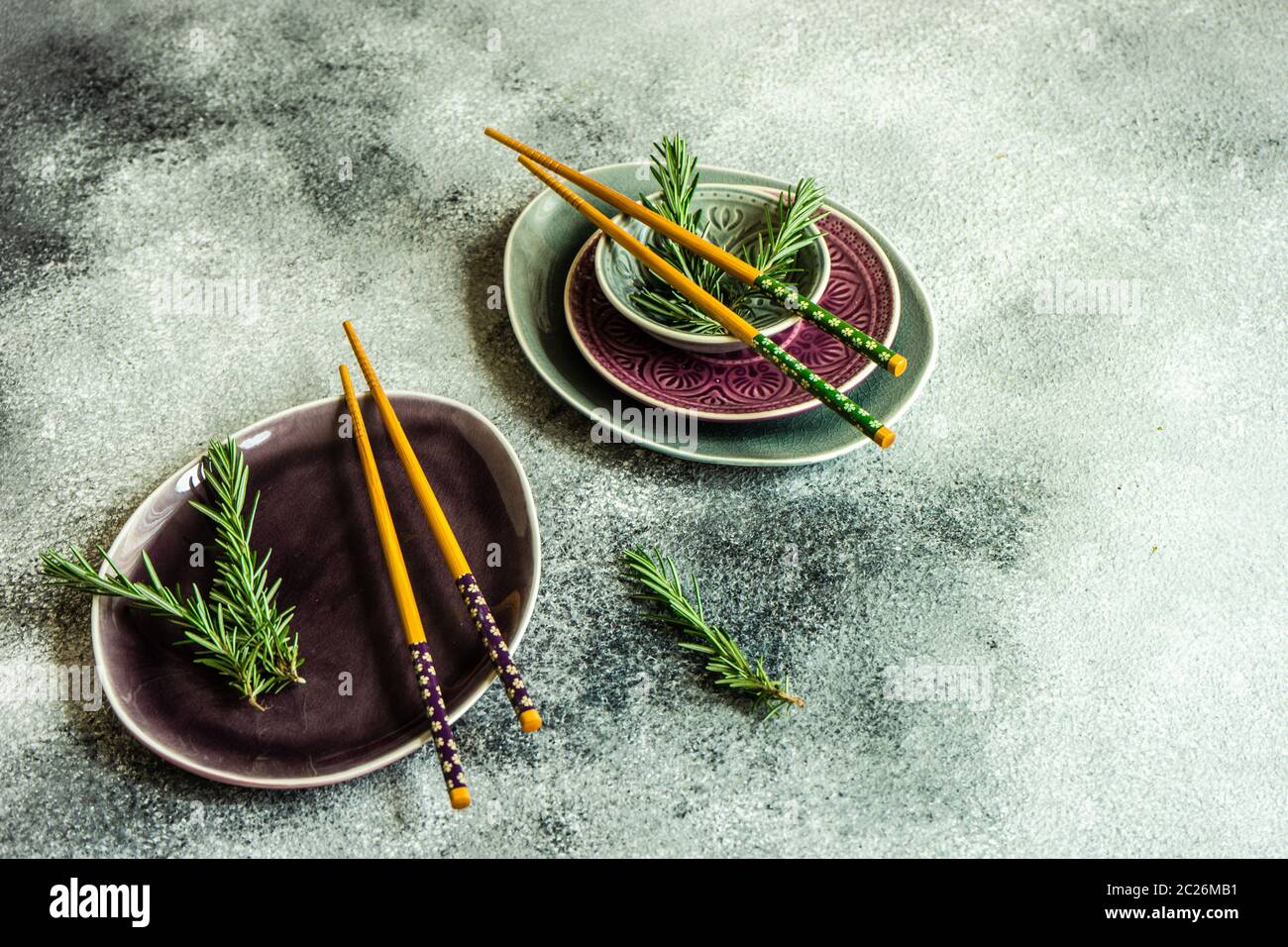 Asian table setting with chopsticks Stock Photo - Alamy