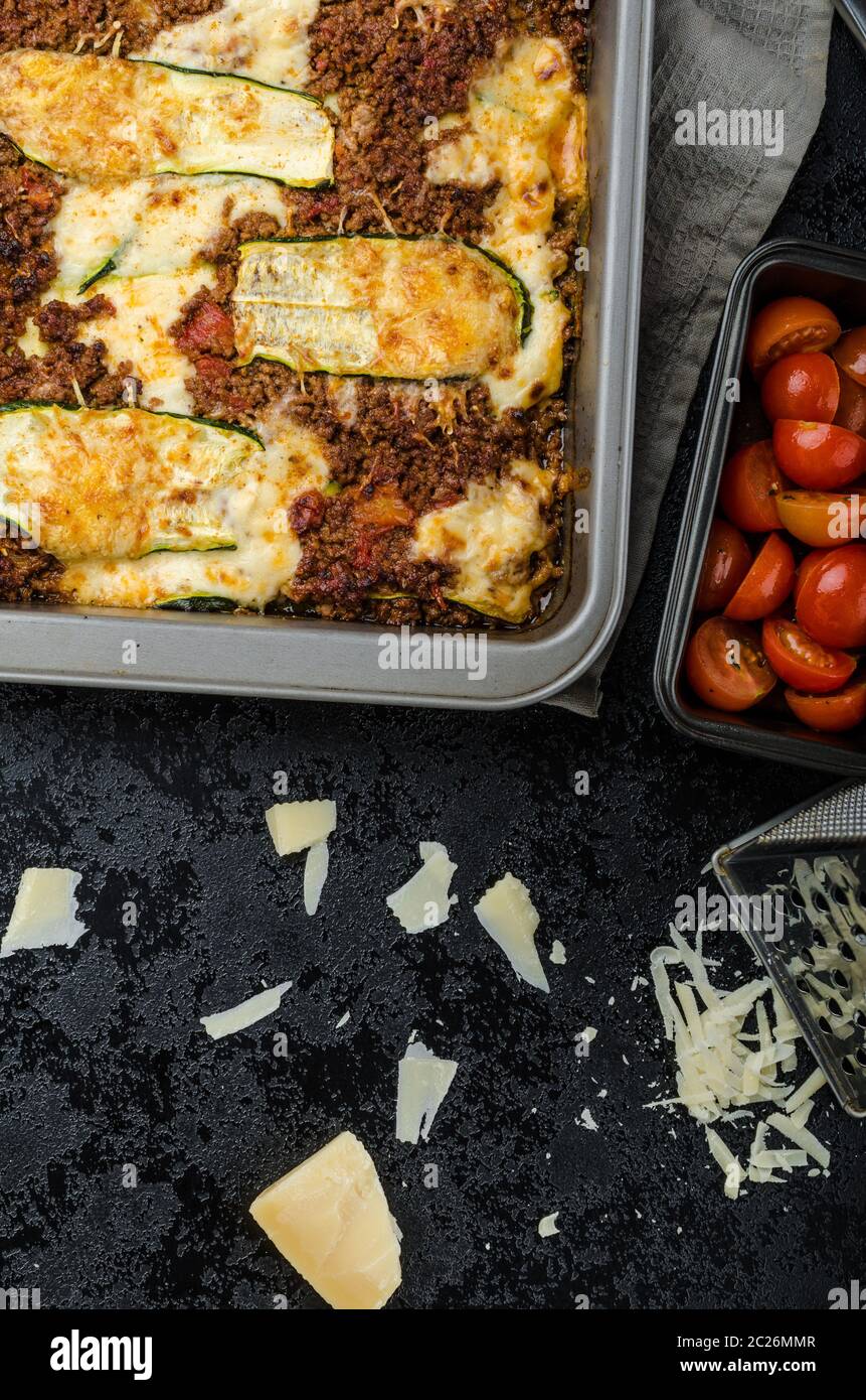 Noodle-Free Zucchini Ribbon Lasagna, with parmesan Stock Photo - Alamy
