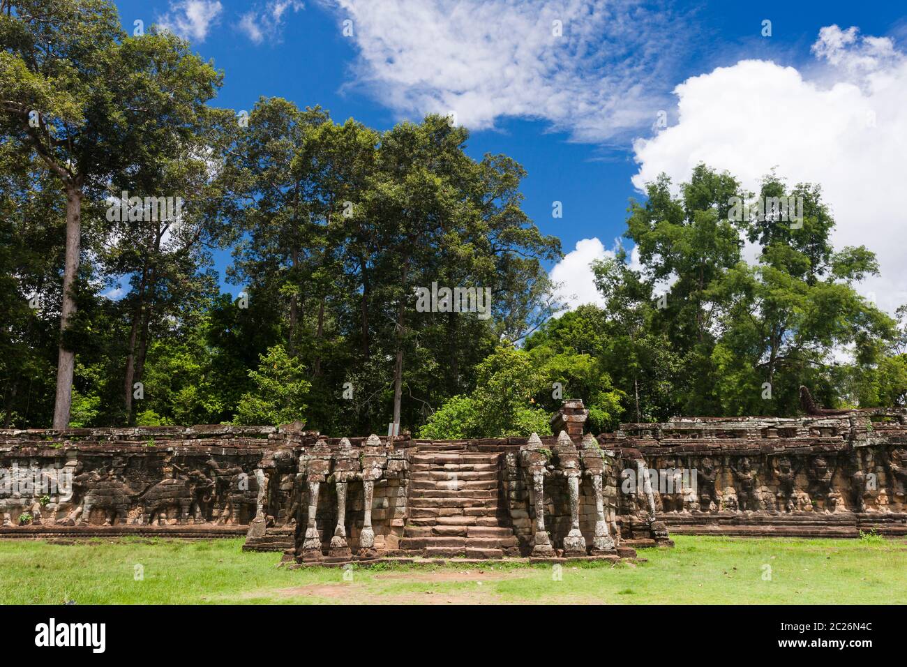 Angkor Thom, Terrace of the Elephants, Ancient capital of Khmer Empire ...