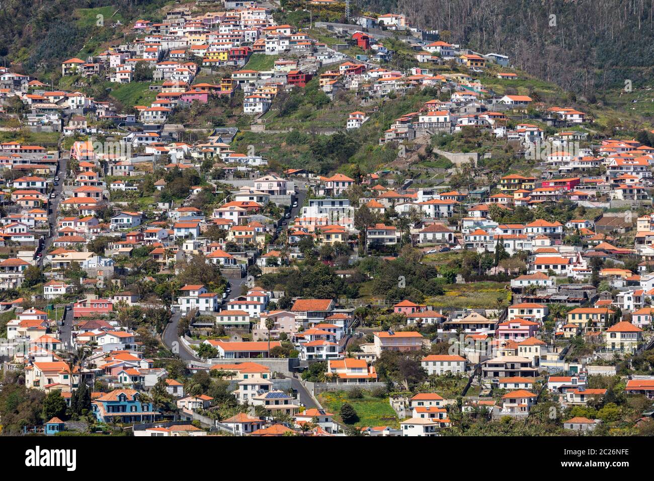 Typical terrace architecture on the steep slopes of Funchal on the ...