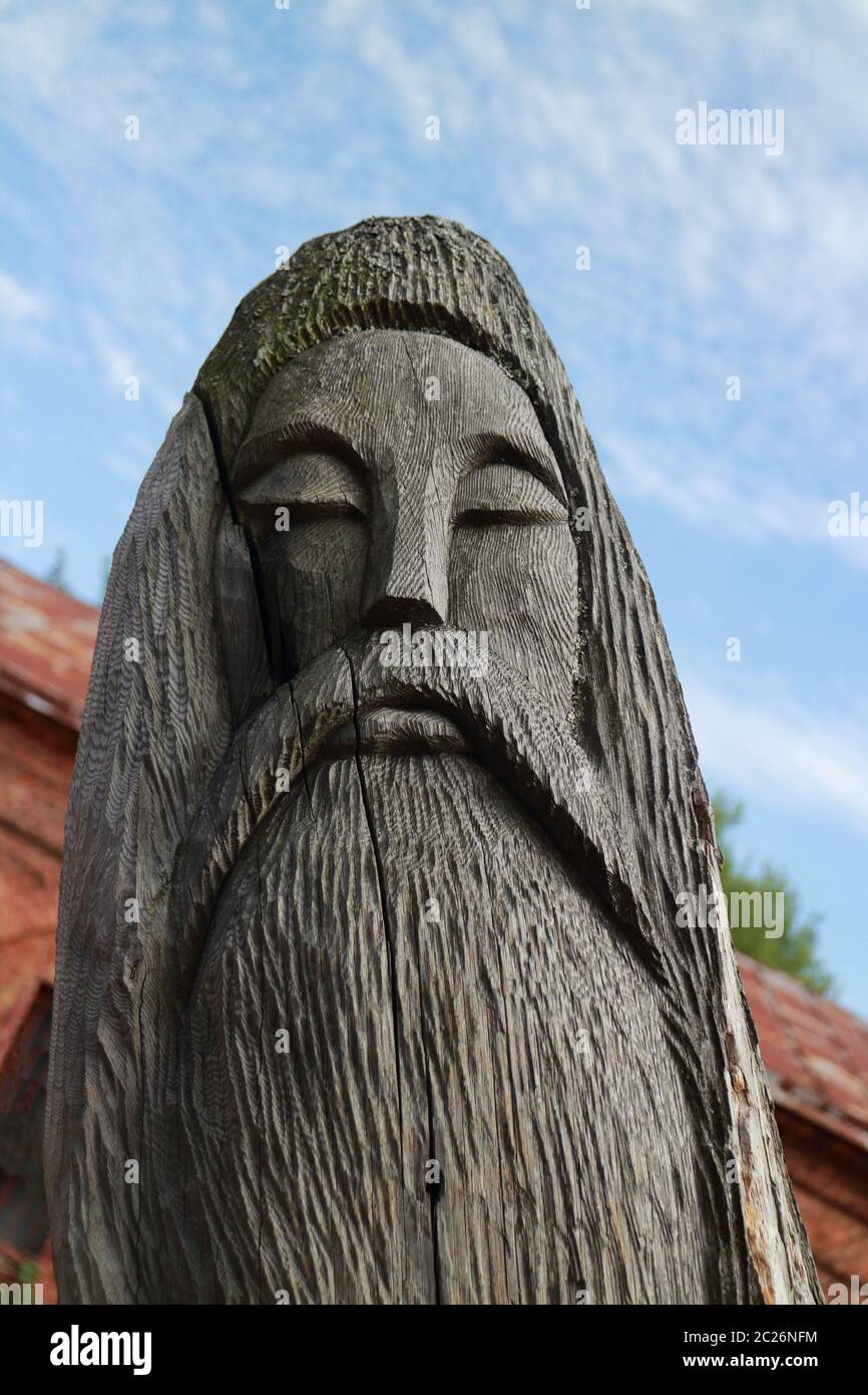 Slavic idol wooden carved sculpture, head Stock Photo - Alamy