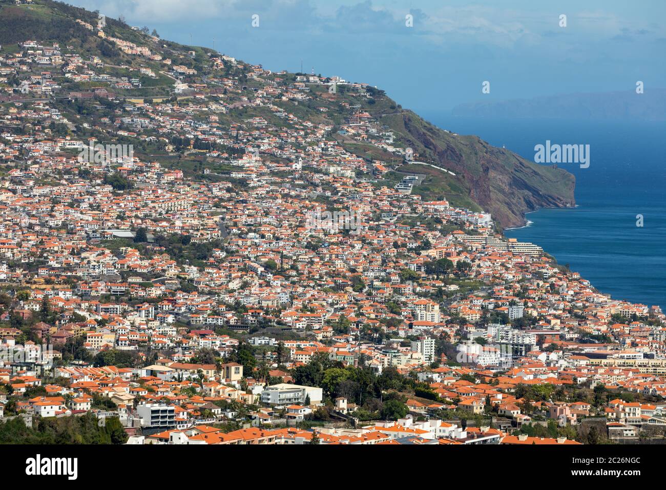 Typical terrace architecture on the steep slopes of Funchal on the ...