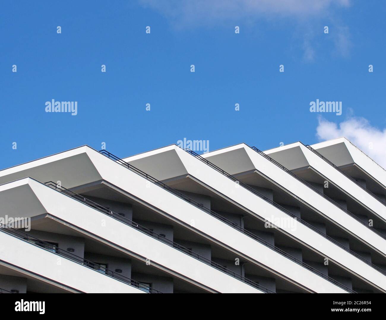 corner details of a geometric white modern apartment block diagonal ...