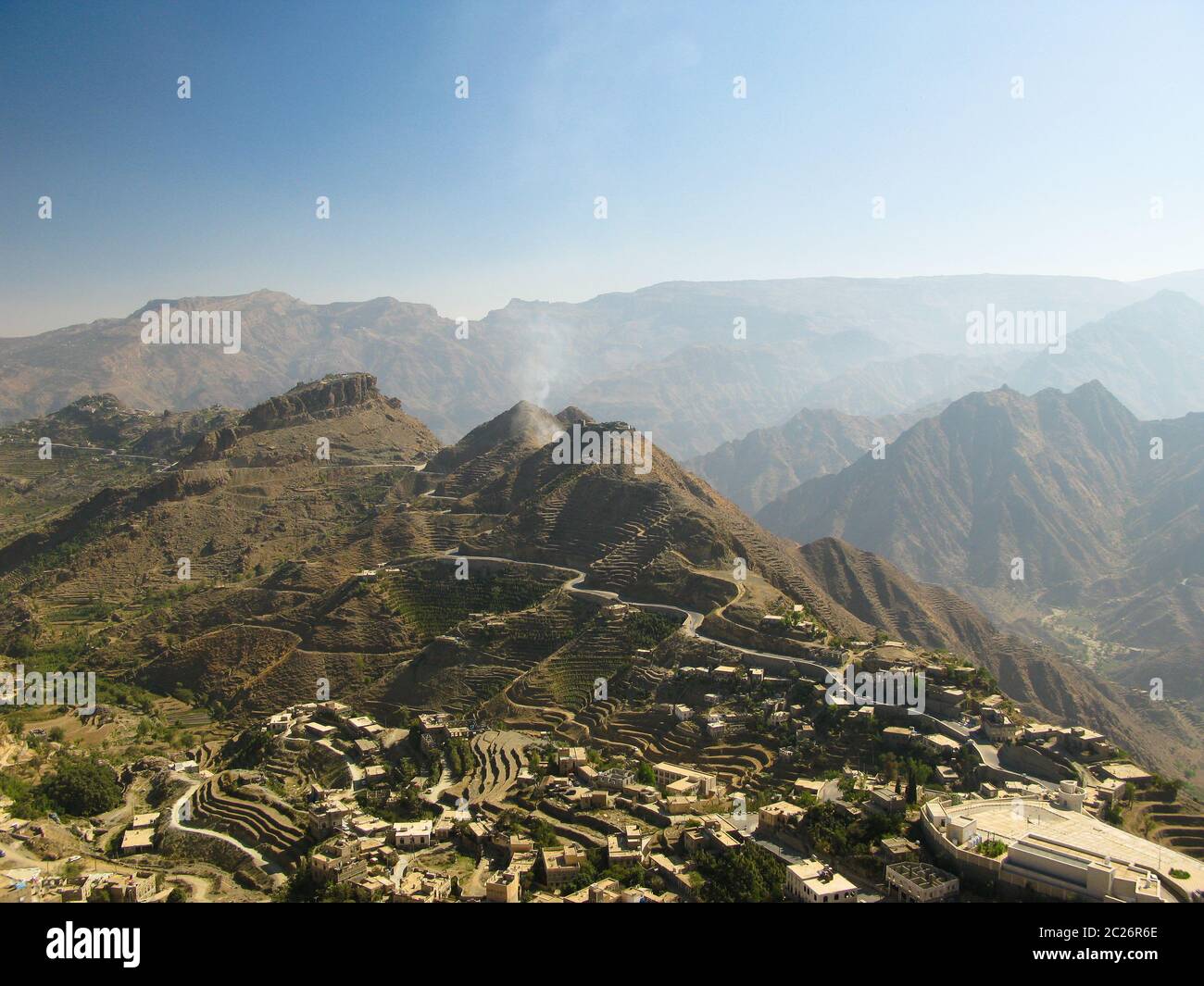 Aerial view to Hajjah city and Haraz mountain, Yemen Stock Photo - Alamy