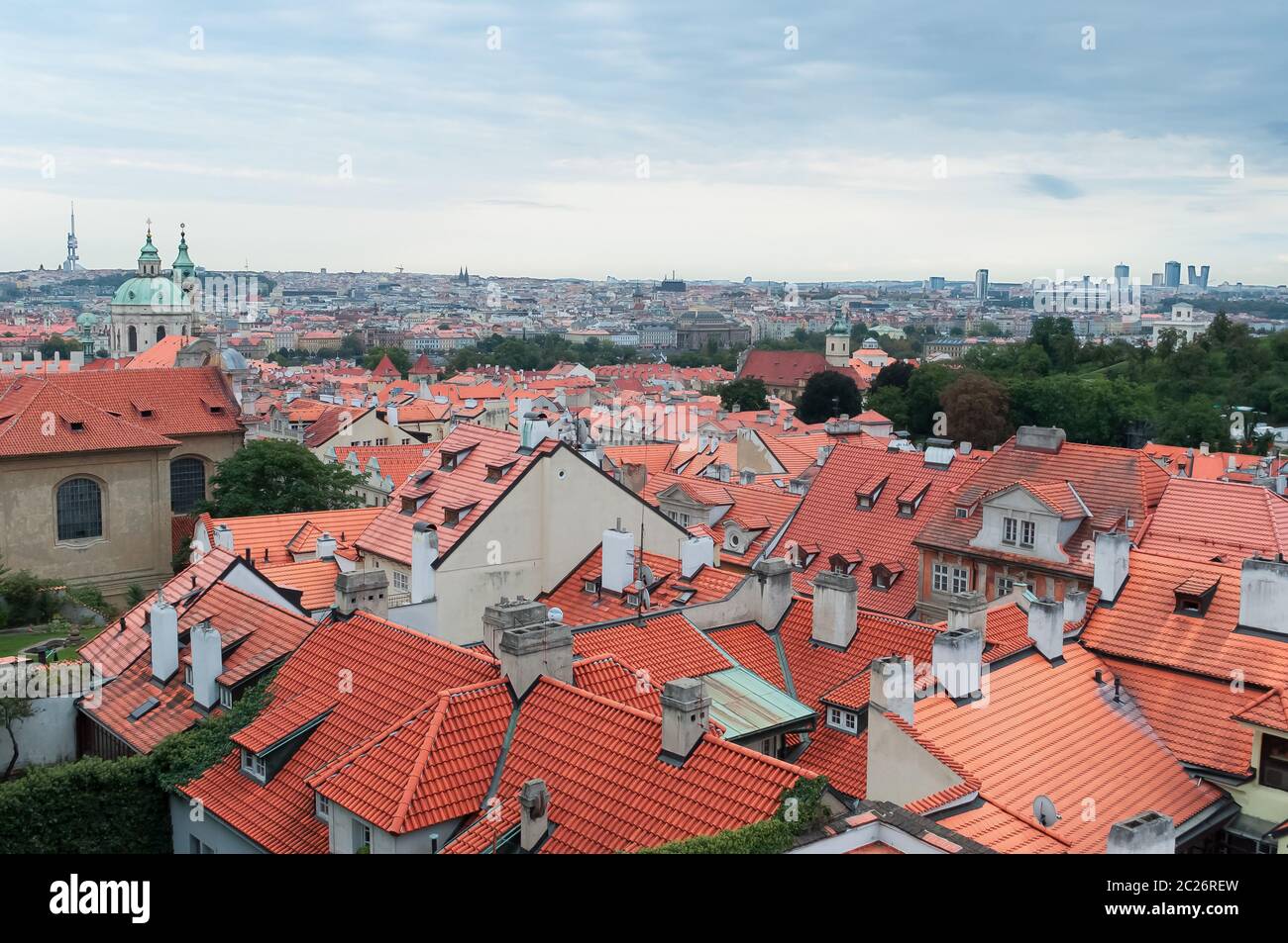 Prague, top view on the red tiled roofs Stock Photo - Alamy