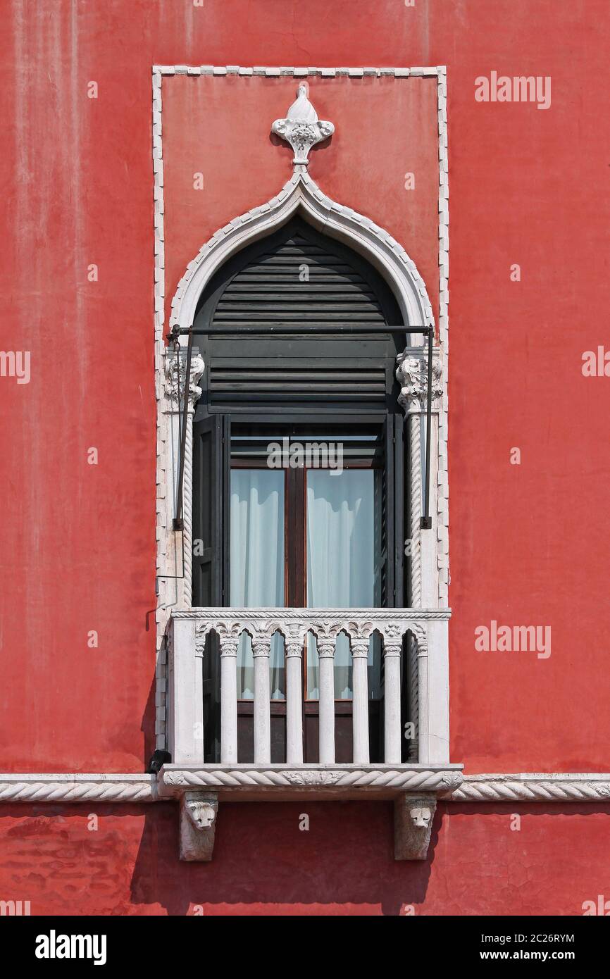 One Arch Window With Baclony in Venice Stock Photo - Alamy