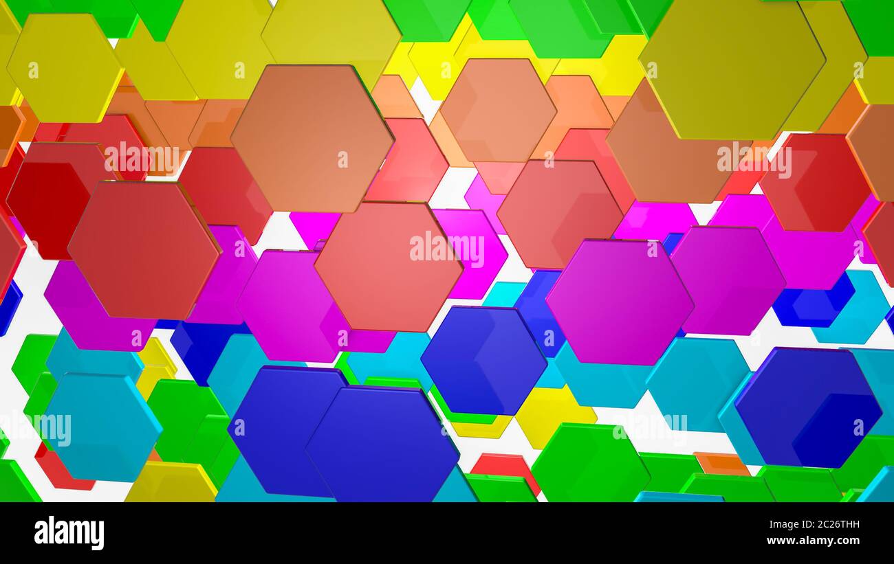 background from multicolored hexagons. Abstract rainbow illustration. 3d render Stock Photo - Alamy